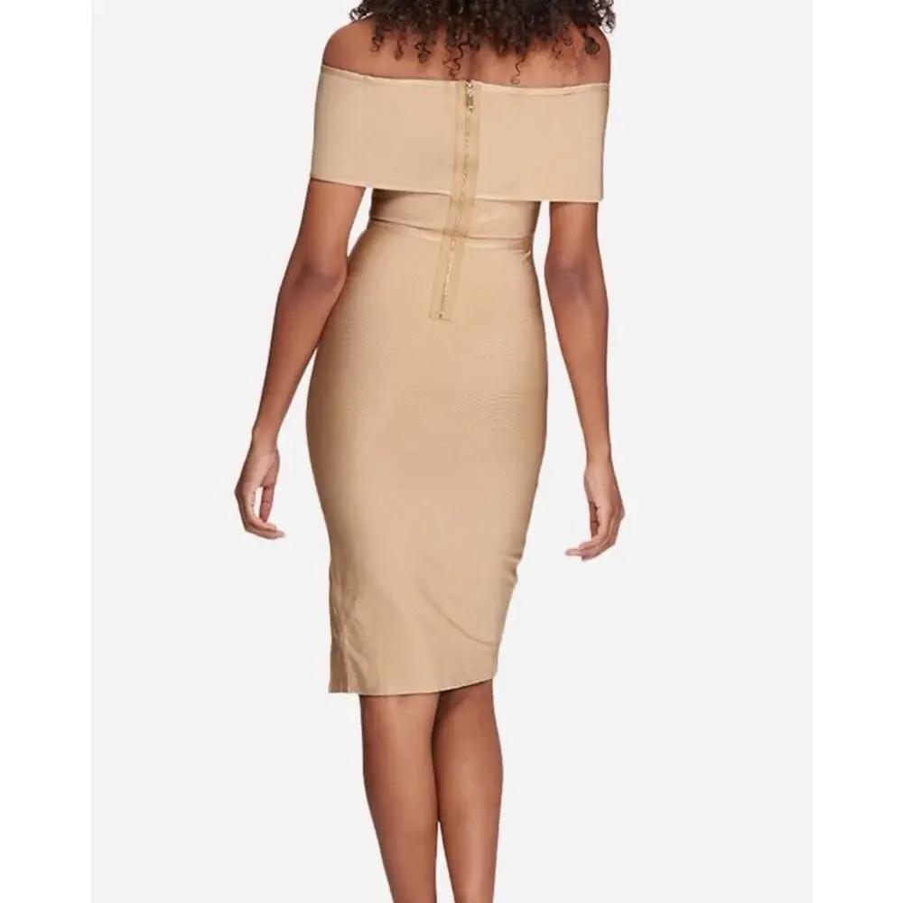 Missguided | Dresses | New Misguided Bandage Nude Champagne Sz 2 ...